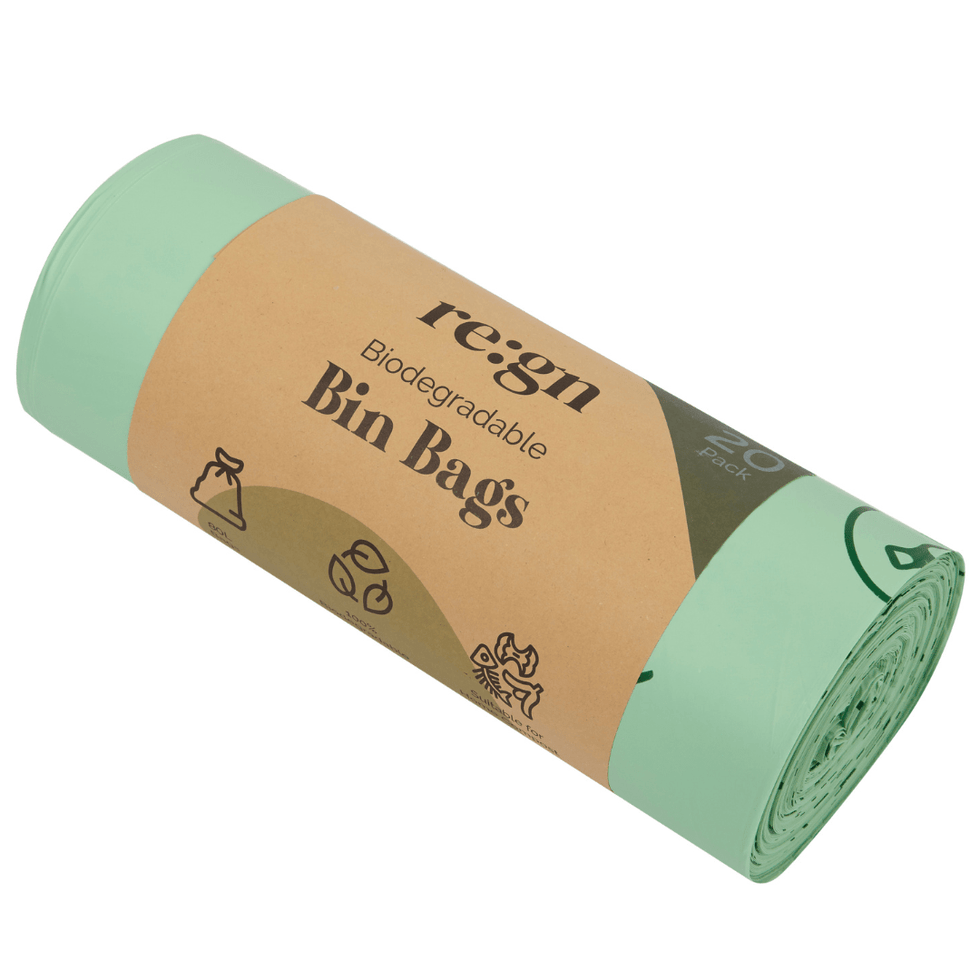 80L Biodegradable Eco Friendly Bin Bags, Eco Waste Disposal - 5 Rolls - REGN