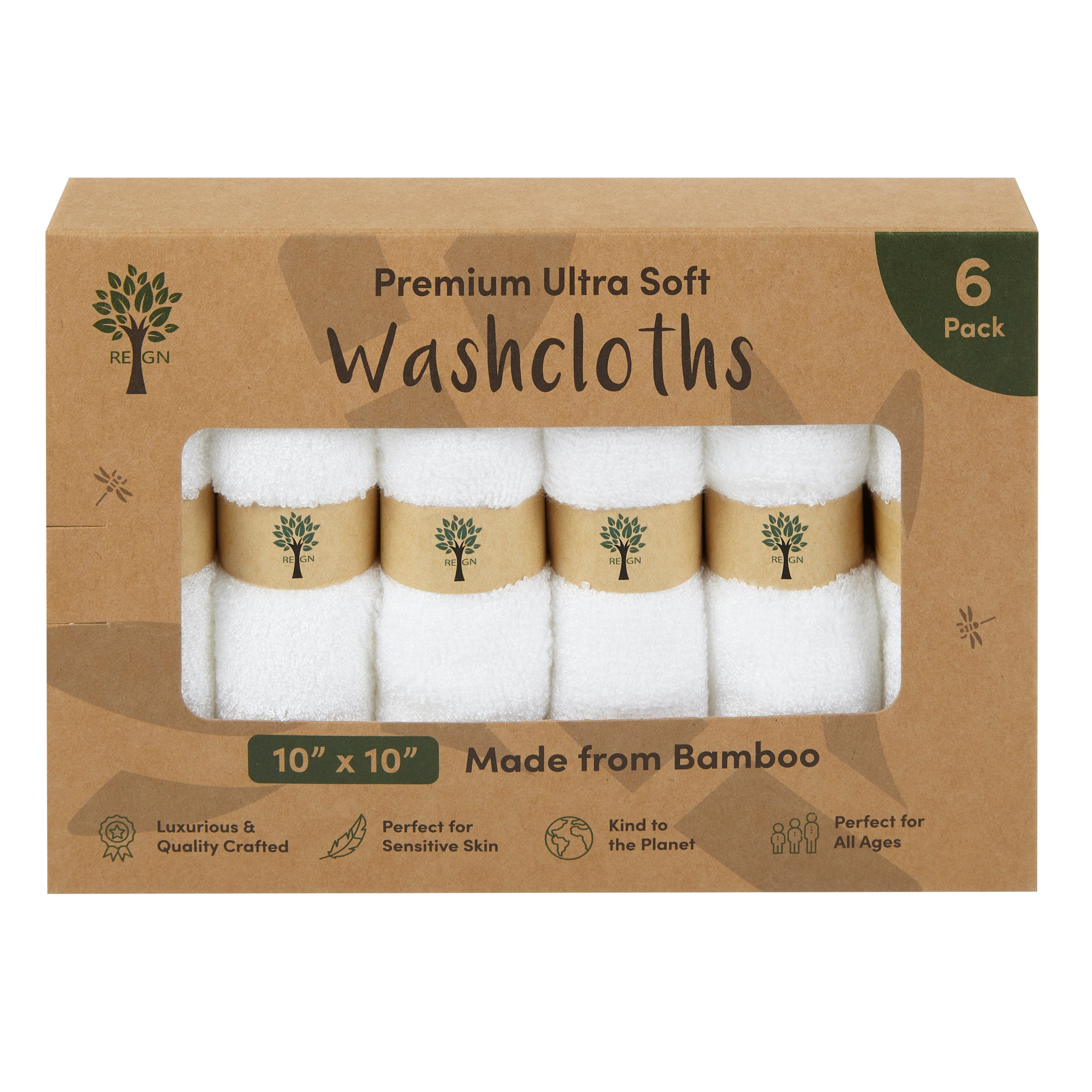 Soft & Sustainable Organic Bamboo Face Cloths - 6 Pack