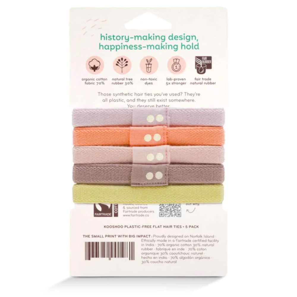 KOOSHOO Bright Spark Organic Plastic-Free Hair Ties 5 Pack | Organic ...