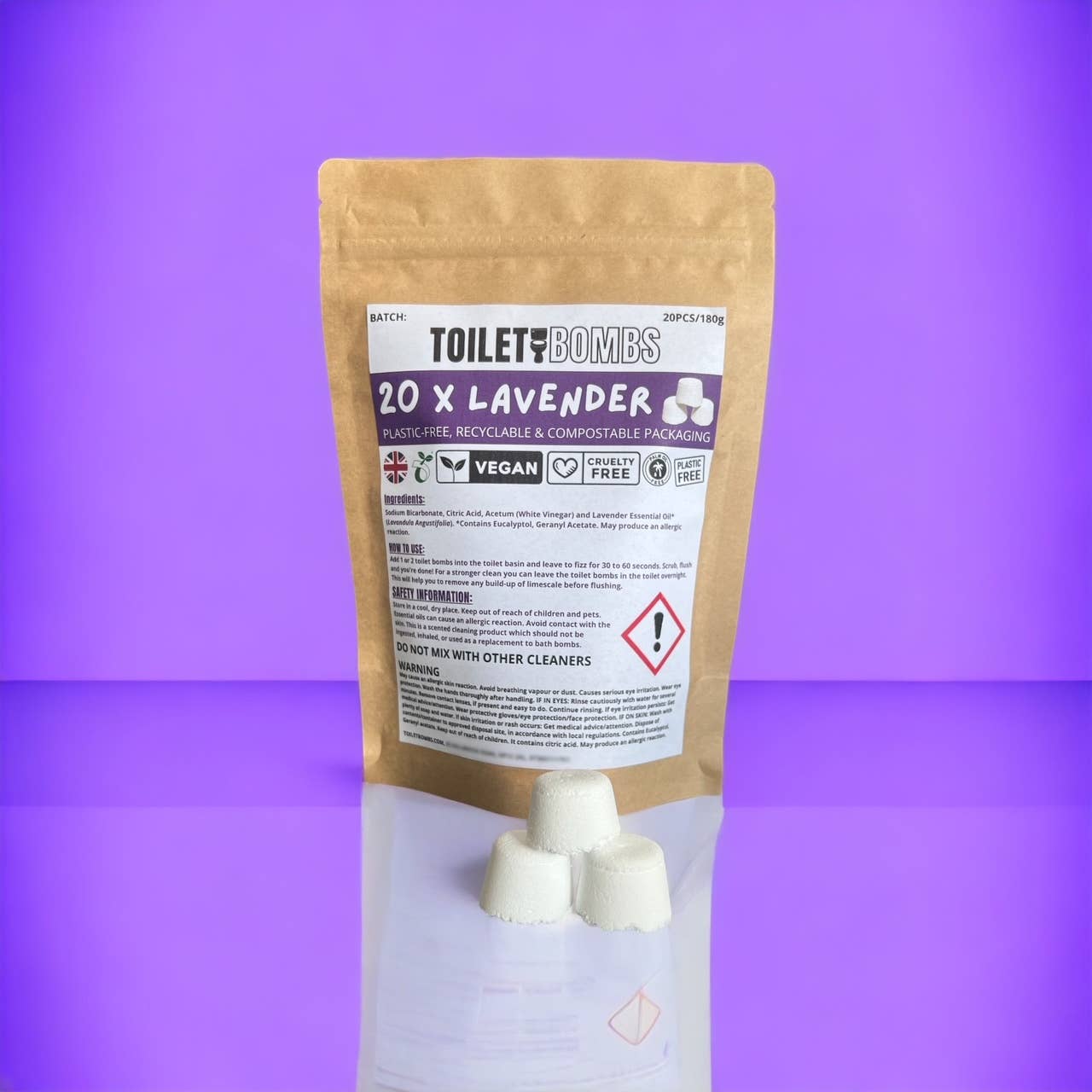 Eco Friendly Toilet Cleaning Bombs | Limescale Removal | Lavender | REGN